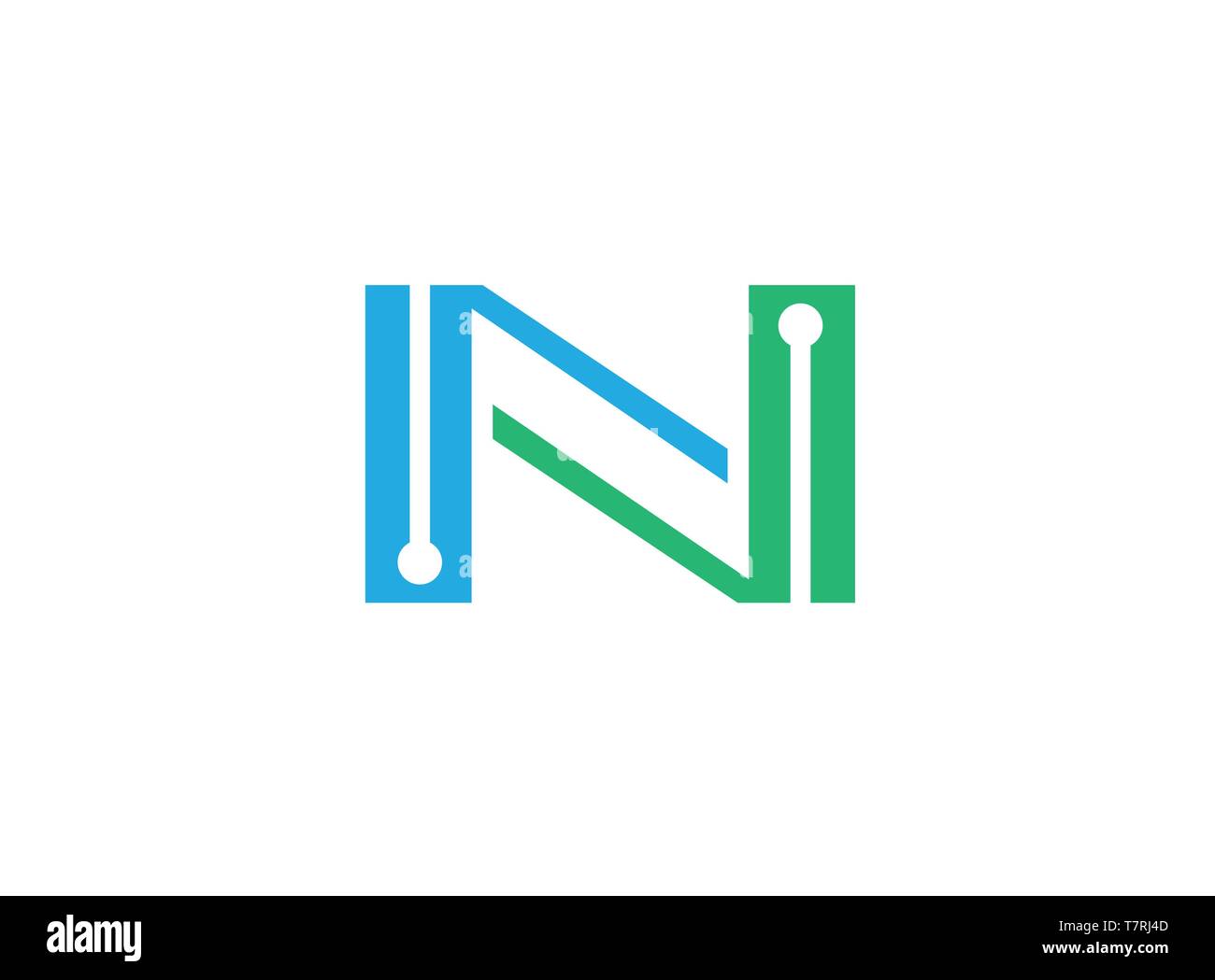 Alphabet N Technology logo design illustration on white background ...