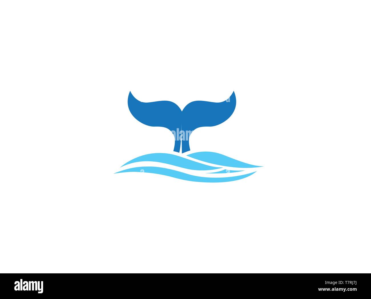 Whale diving deep in the sea and show Tail up logo design illustration ...