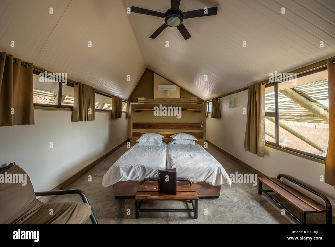 Chalet interior of the Desert Quiver Camp in Sesriem near Sossuvlei ...