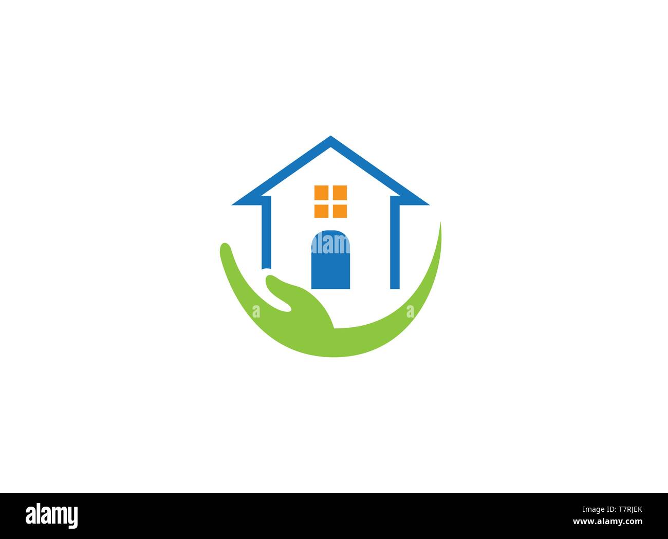 House family caregiver with hand and Home logo design illustration on ...