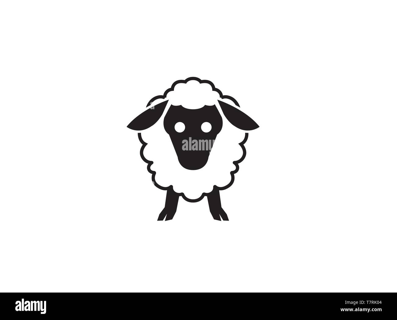 Adorable baby sheep head and cute face logo design illustration on ...