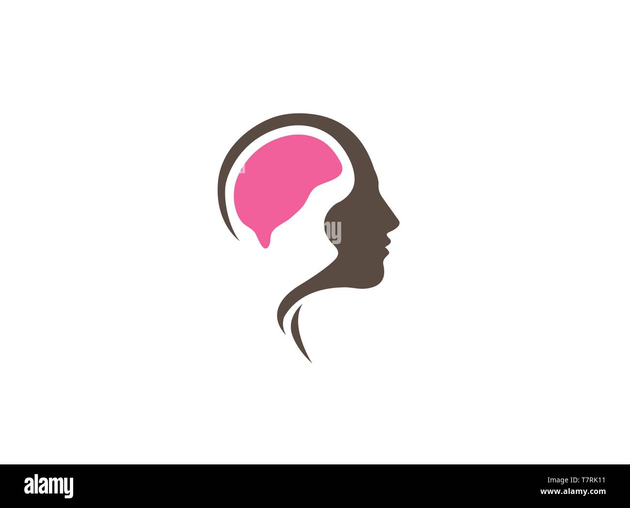 Creative brain inside the head logo design illustration on white ...