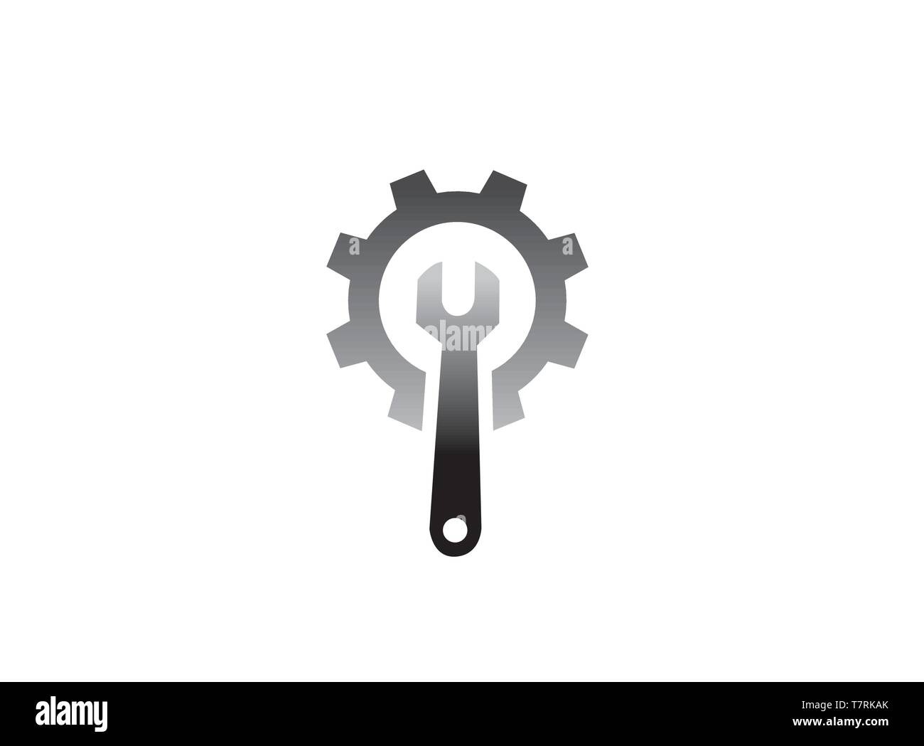 Mechanic tool inside a gear logo design illustration on white ...