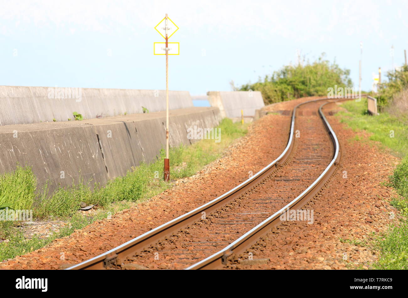 Train rail infrastructure background texture Stock Photo - Alamy