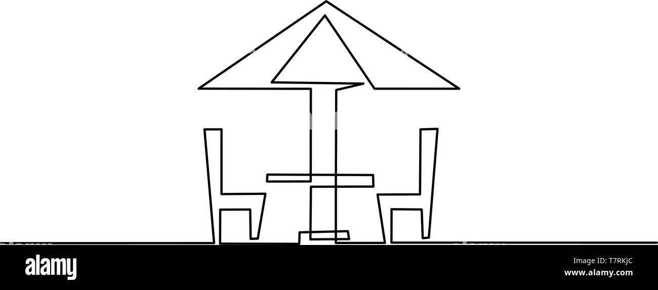 Continuous one line drawing. Outdoor dinning place icon on white ...