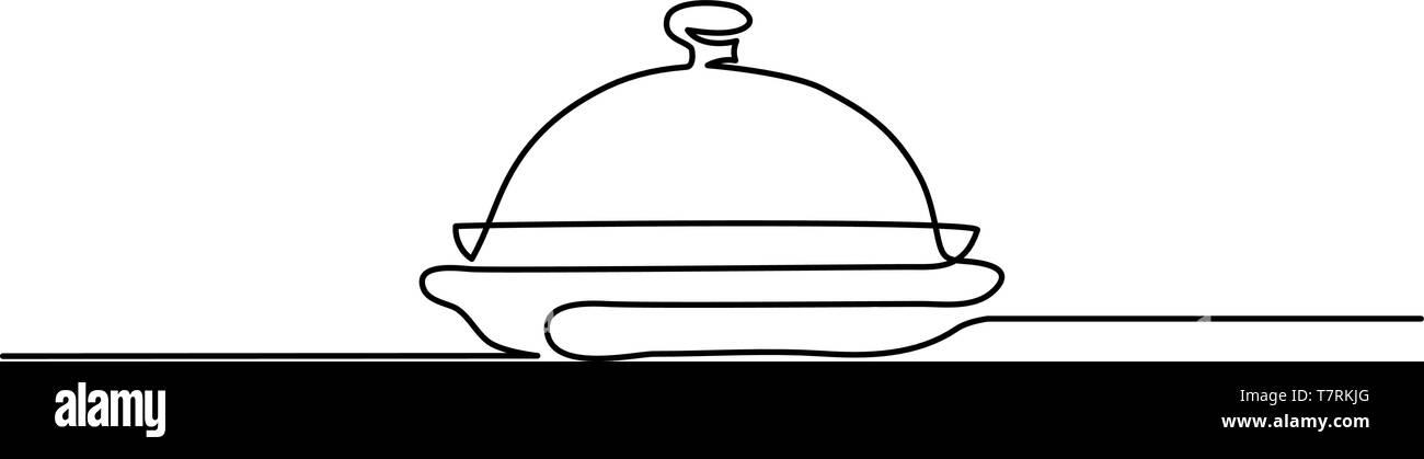 Continuous one line drawing. Catering dish serving icon on white ...