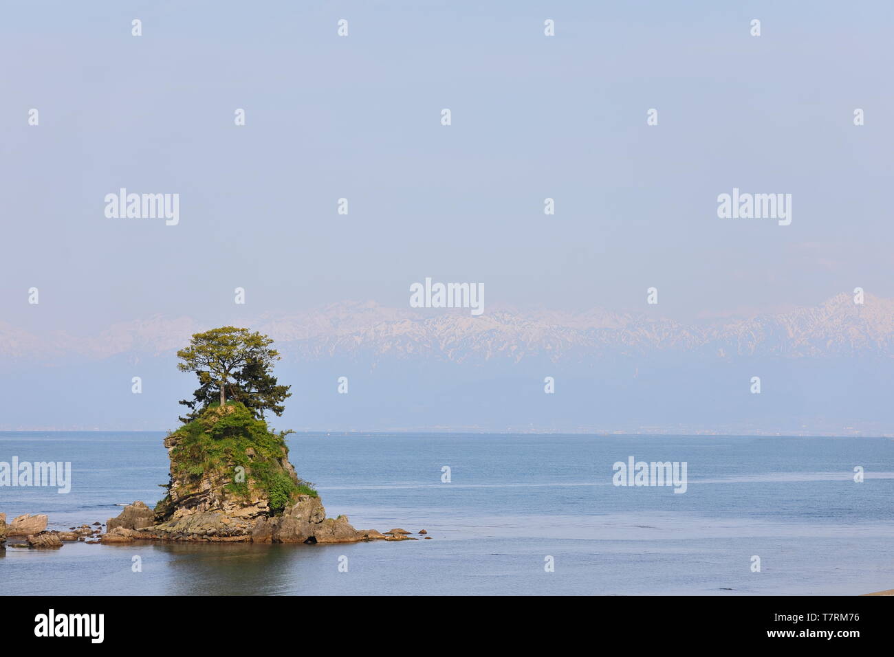 Tateyama mountain range view from Amaharashi beach nature background ...