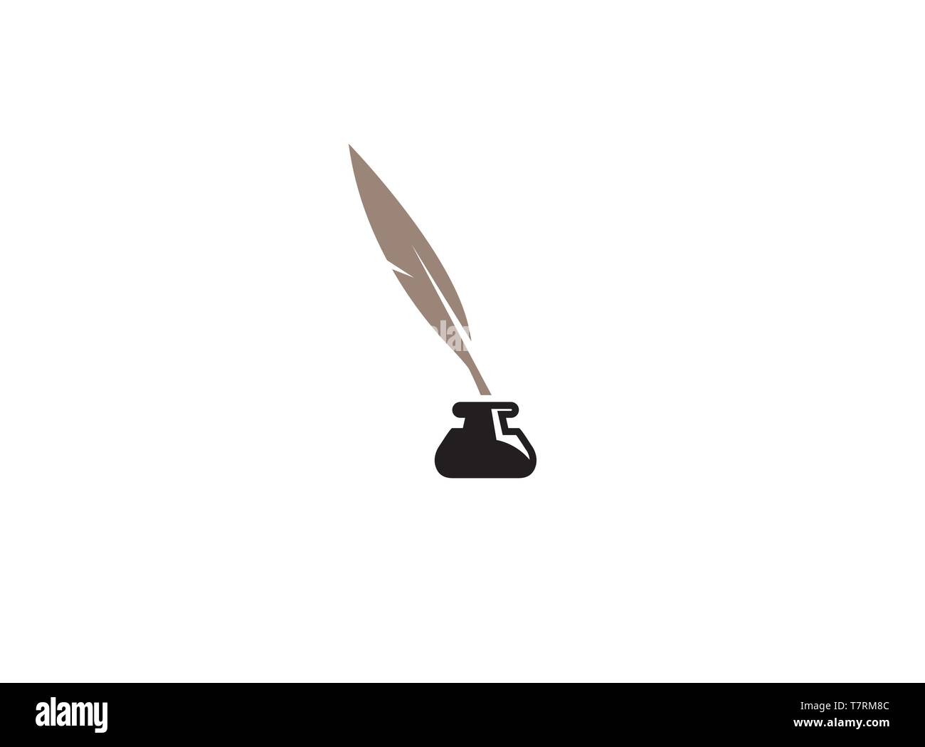 Writing Quill Feather Pen and Ink Well logo Stock Vector Image & Art ...