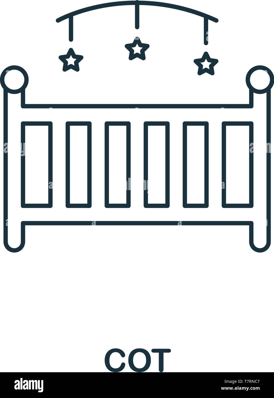 Cot icon outline style. Creative thin design from baby things icon ...