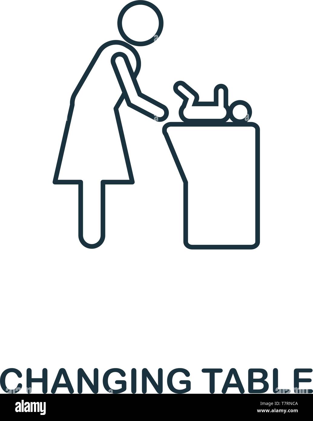 Changing Table icon outline style. Creative thin design from baby ...