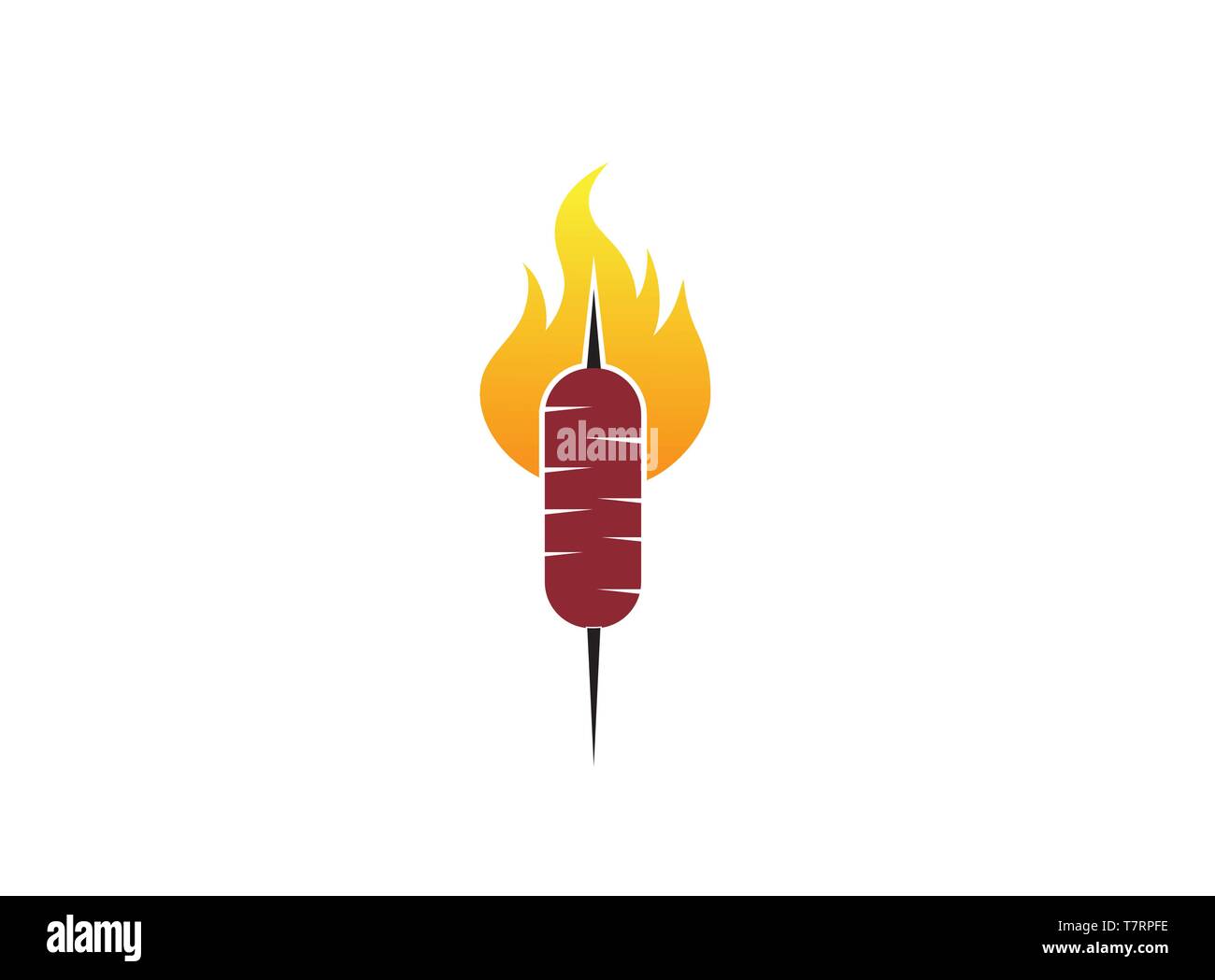 Doner kebab a barbecue in fire Grill and meat food for logo Stock ...