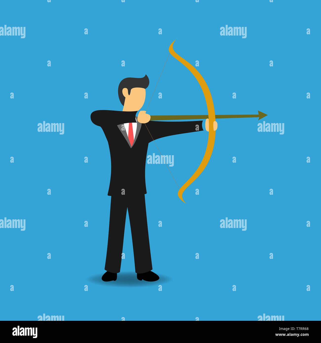 Concept of Businessman Doing Archery. Business People with Bow and ...