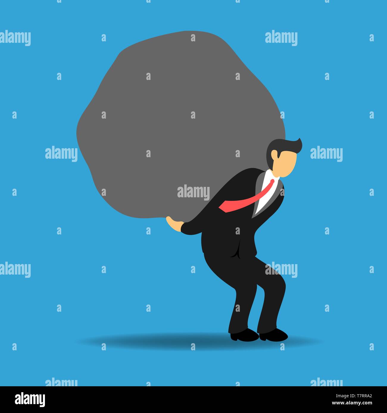 Concept of Businessman Lifting Heavy Stone. Business People In a ...