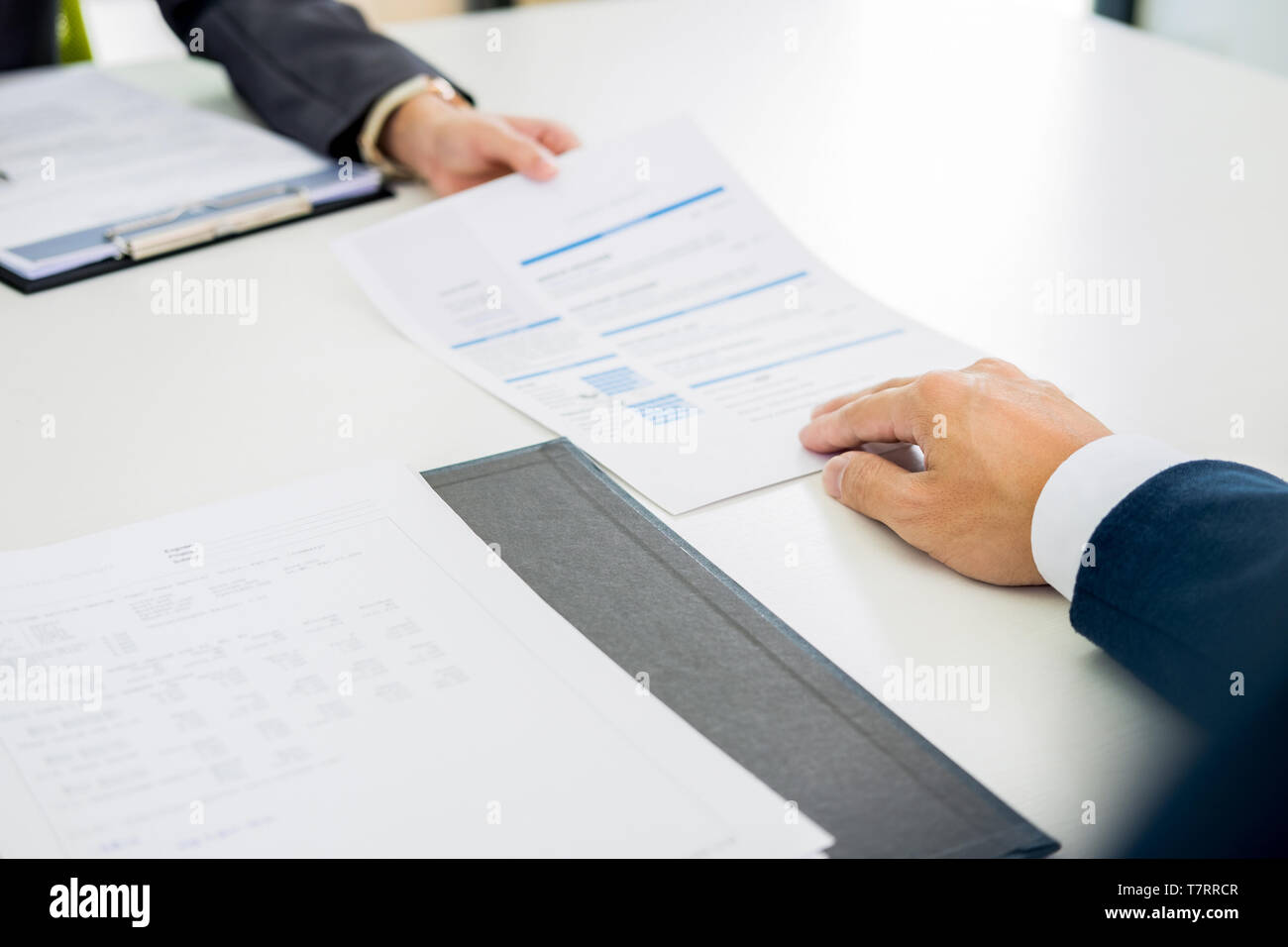 young man candidate answer asking questions to applicant about work and ...