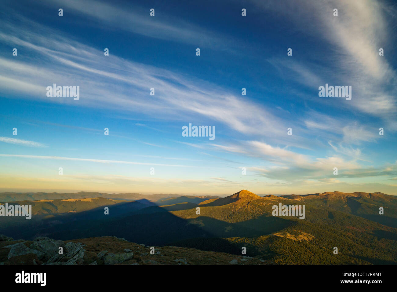 Beautiful landscape at sunset of Mount Hoverla is the highest mountain ...