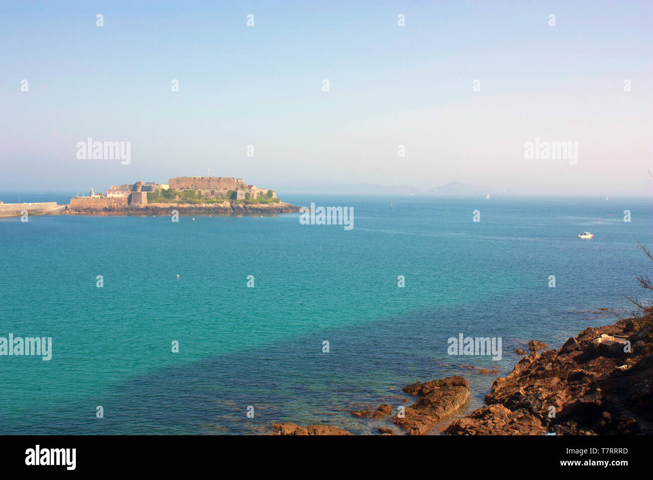 Channel Islands. Guernsey. St. Peter Port . View of Castle Cornet and ...