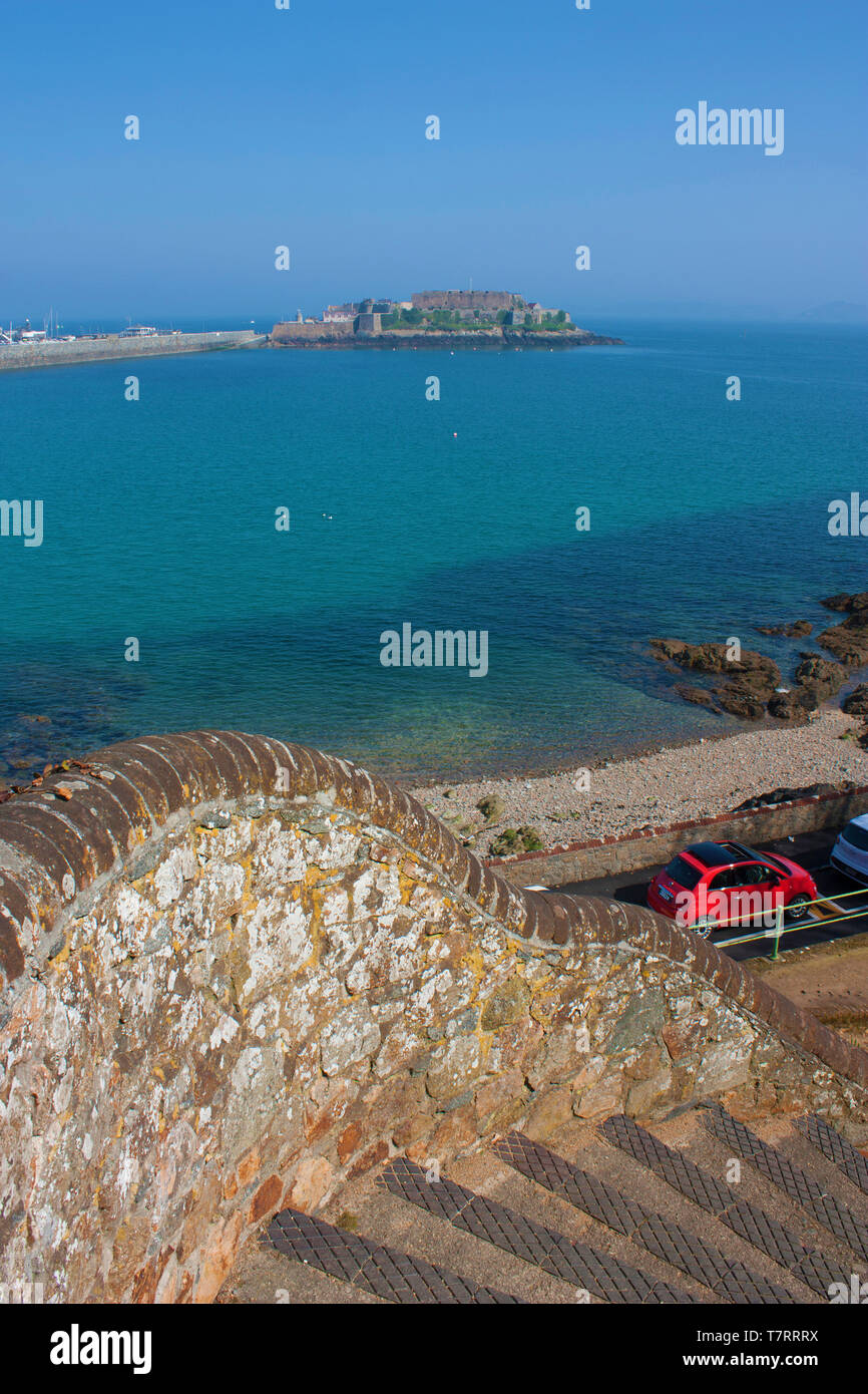 Channel Islands. Guernsey. St. Peter Port . View of Castle Cornet and ...
