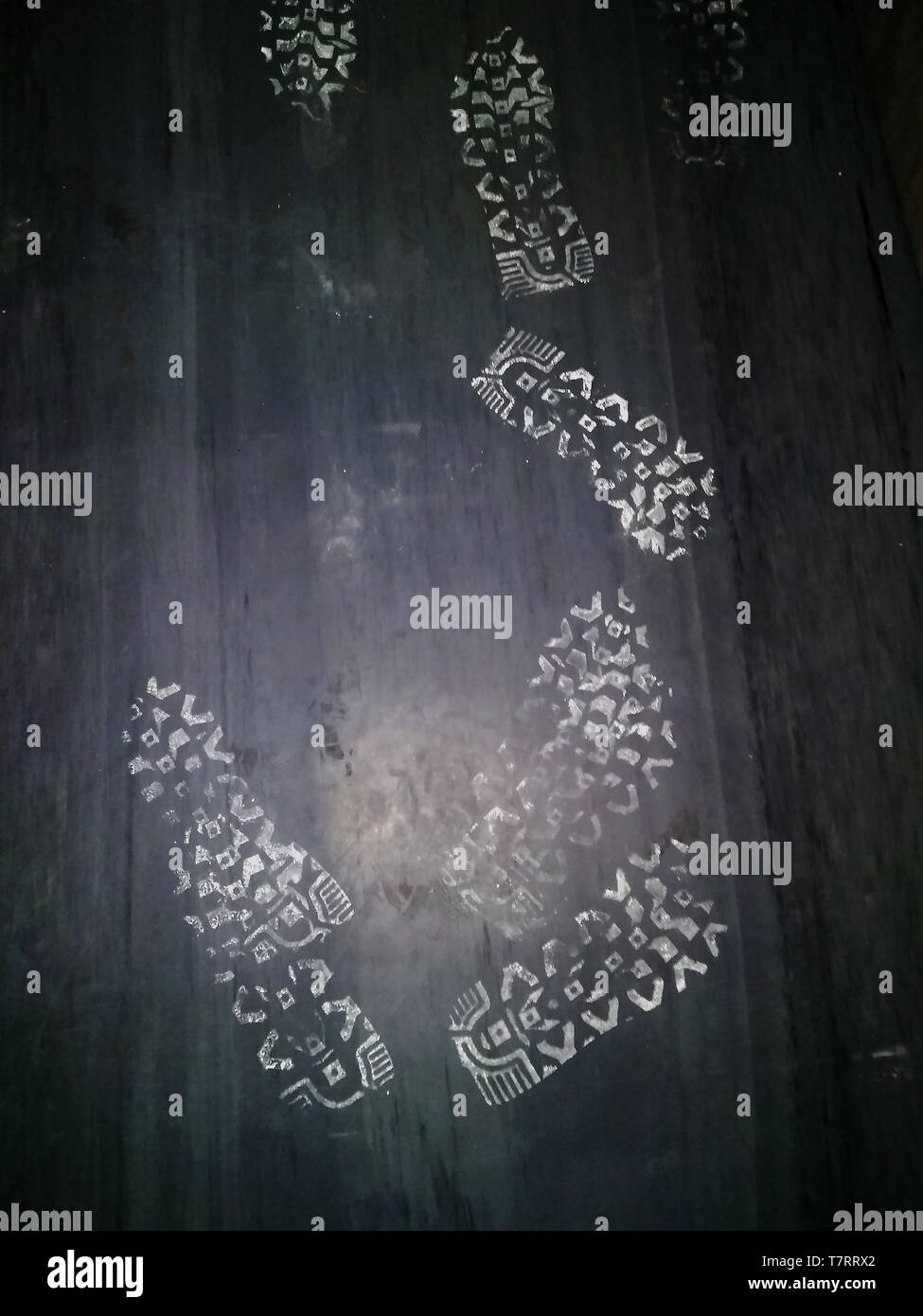 Footprint on the floor. The footprint of a worker's boot Stock Photo ...