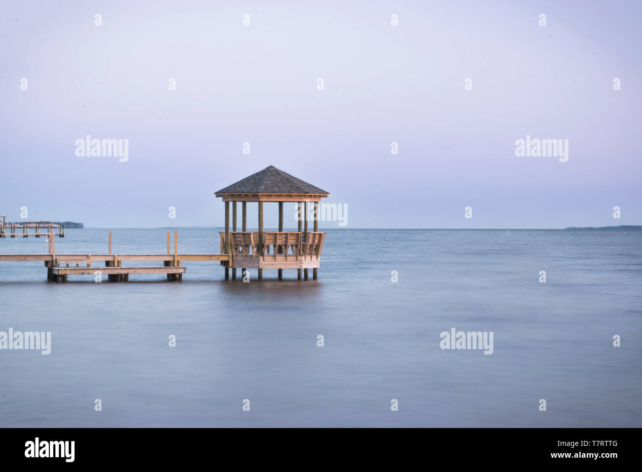 Pier with Gazebo Overlooking Scenic Bay Stock Photo - Alamy
