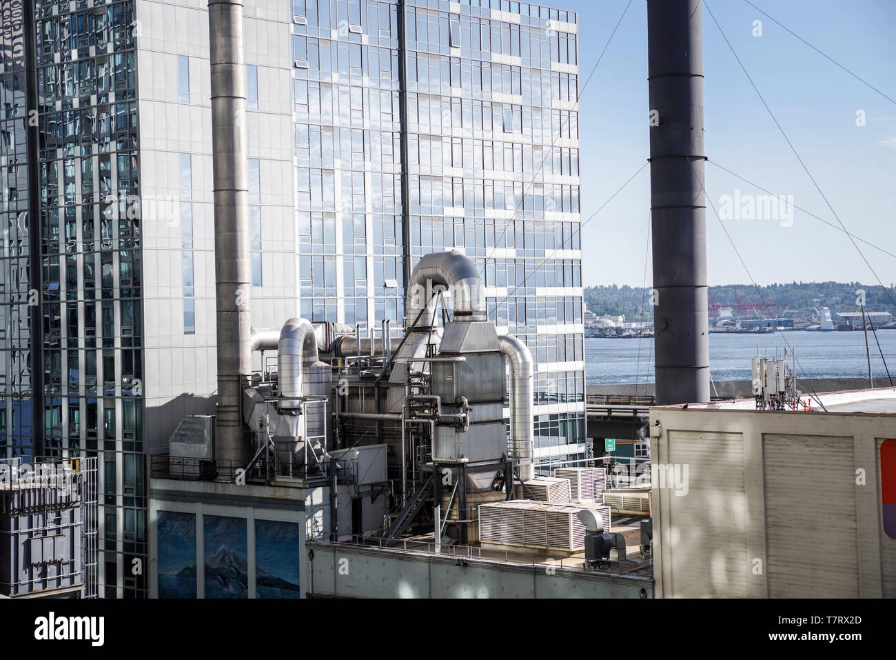 Industrial Seattle - exposed pipework overlooking the sea near Pike ...