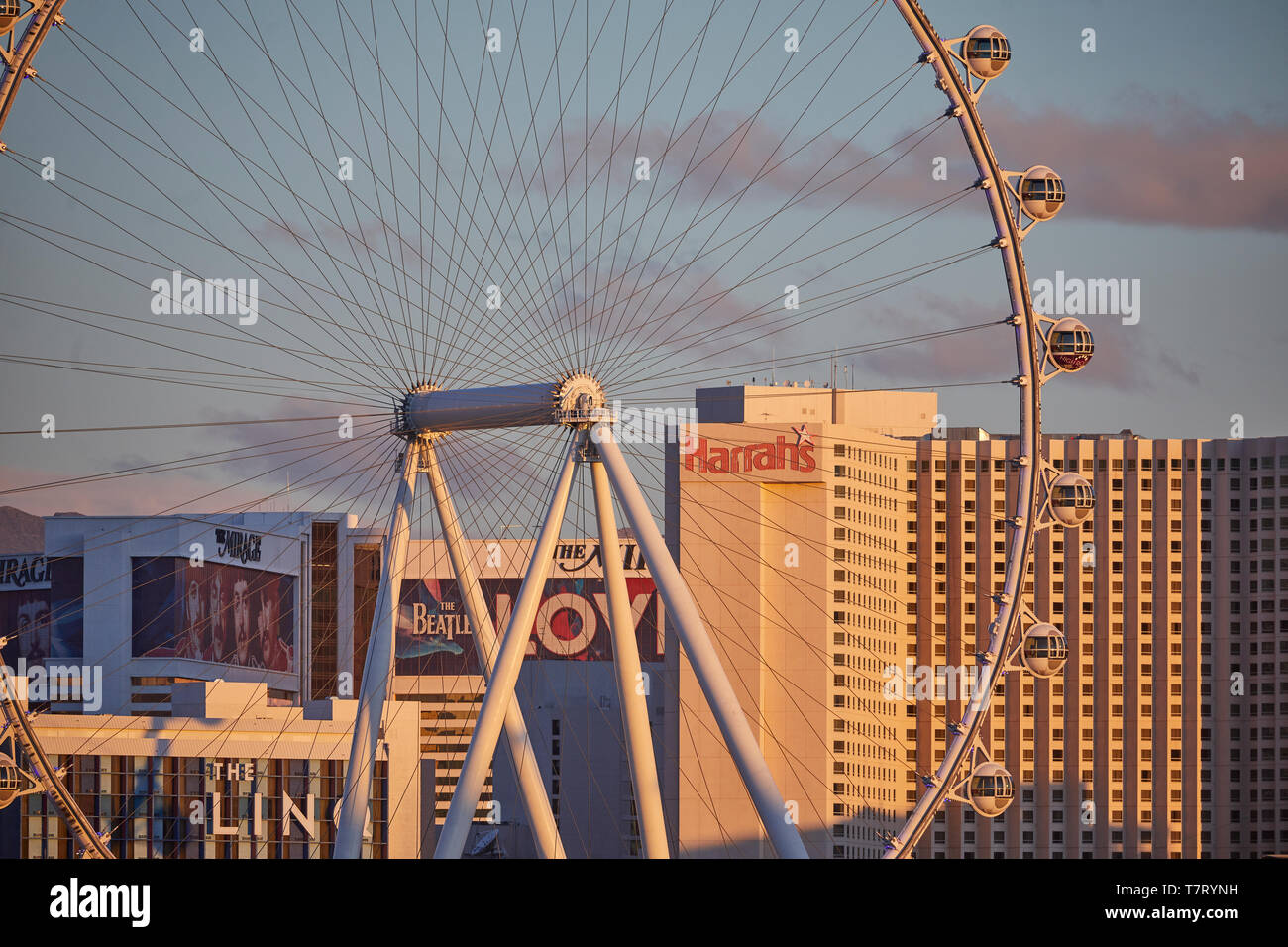 Las Vegas Nevada USA, skyline of the strip, High Roller 550-foot tall ...