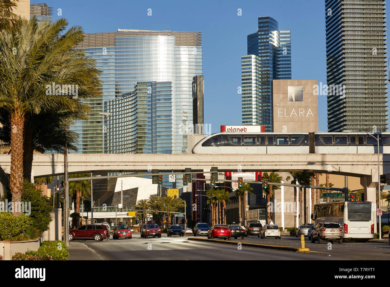 Las Vegas, Paradise, Nevada USA, skyline of the strip, Driverless ...