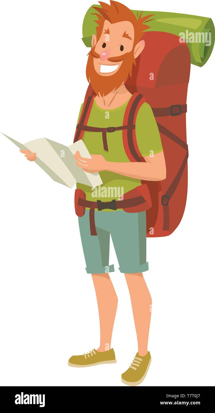 Summer vector tourist character holding a map Stock Vector Image & Art ...