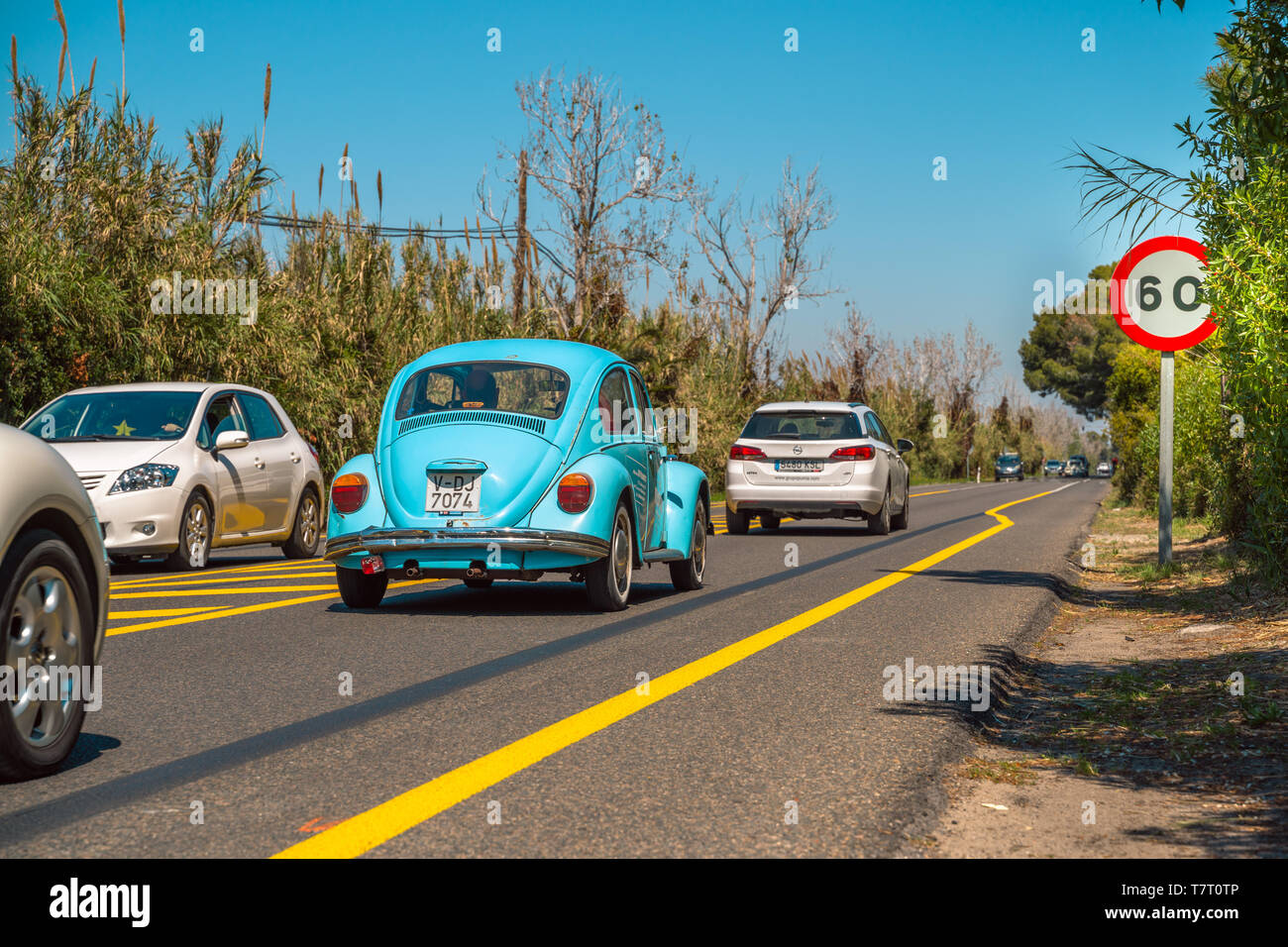 Valencia, Spain; April 13, 2019: Classic retro Volkswagen Beetle and ...