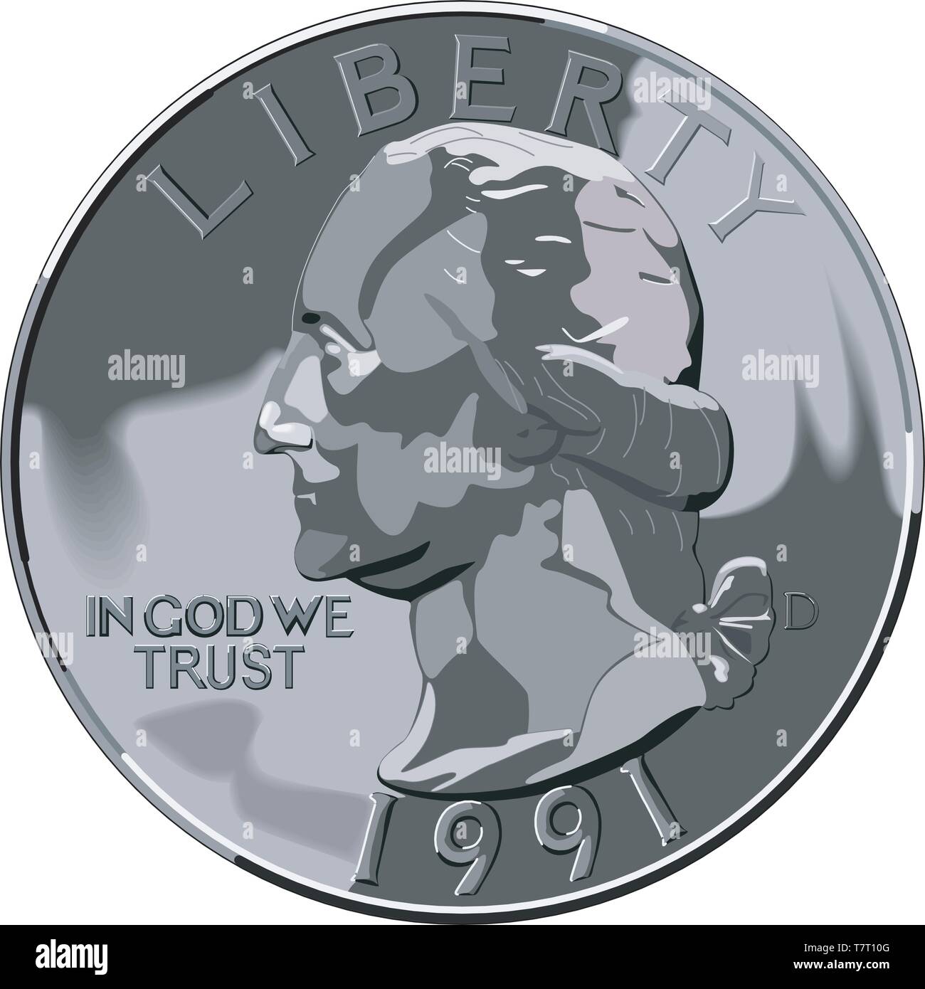 Quarter Vector Illustration Stock Vector Image & Art - Alamy