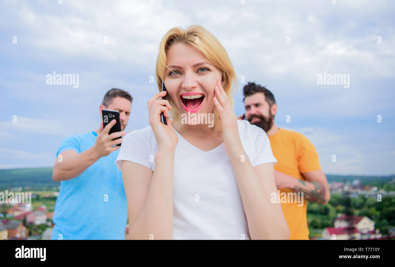 Portrait of busy people talking on the mobile phone Stock Photo - Alamy