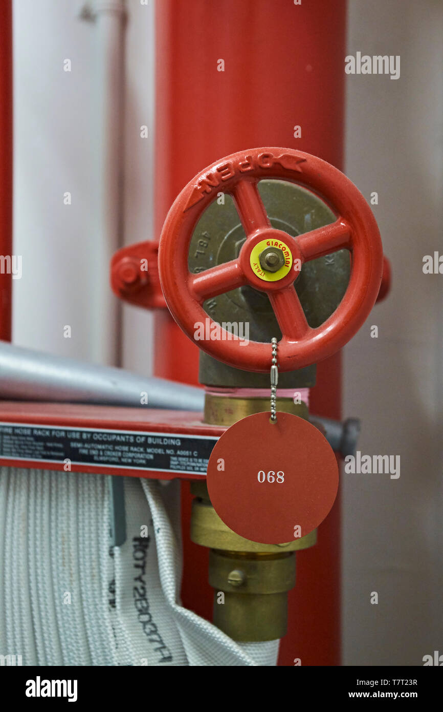 Red pipes and valves for fire protection water systems Stock Photo - Alamy