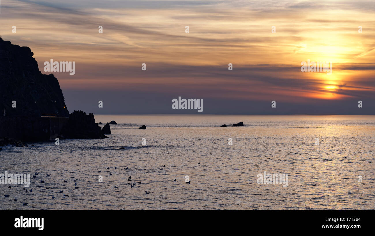 Sunset over the Sea at Ilfracombe, Devon, UK Stock Photo - Alamy