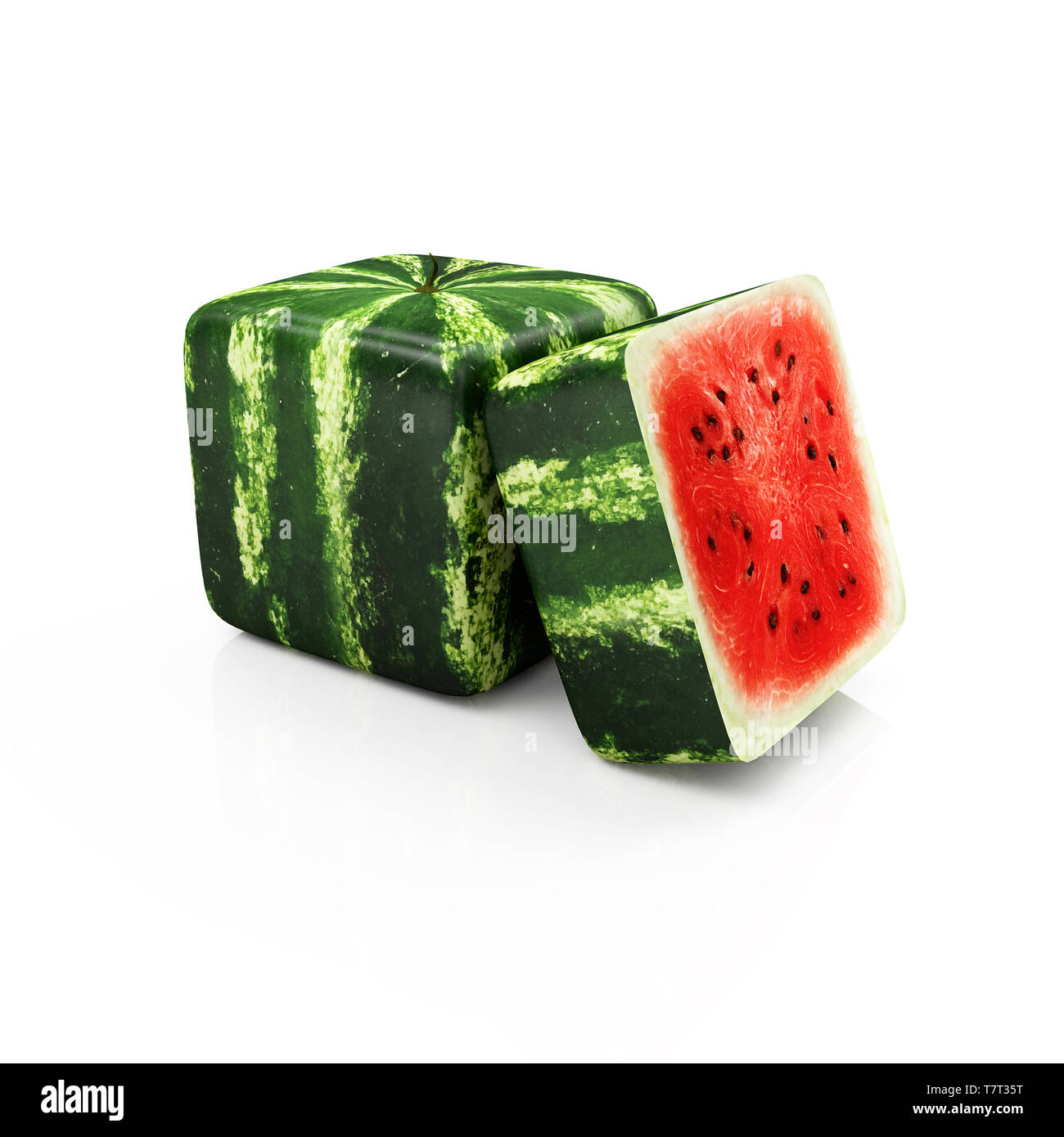 Sliced Cube Watermelon isolated on white background Stock Photo - Alamy