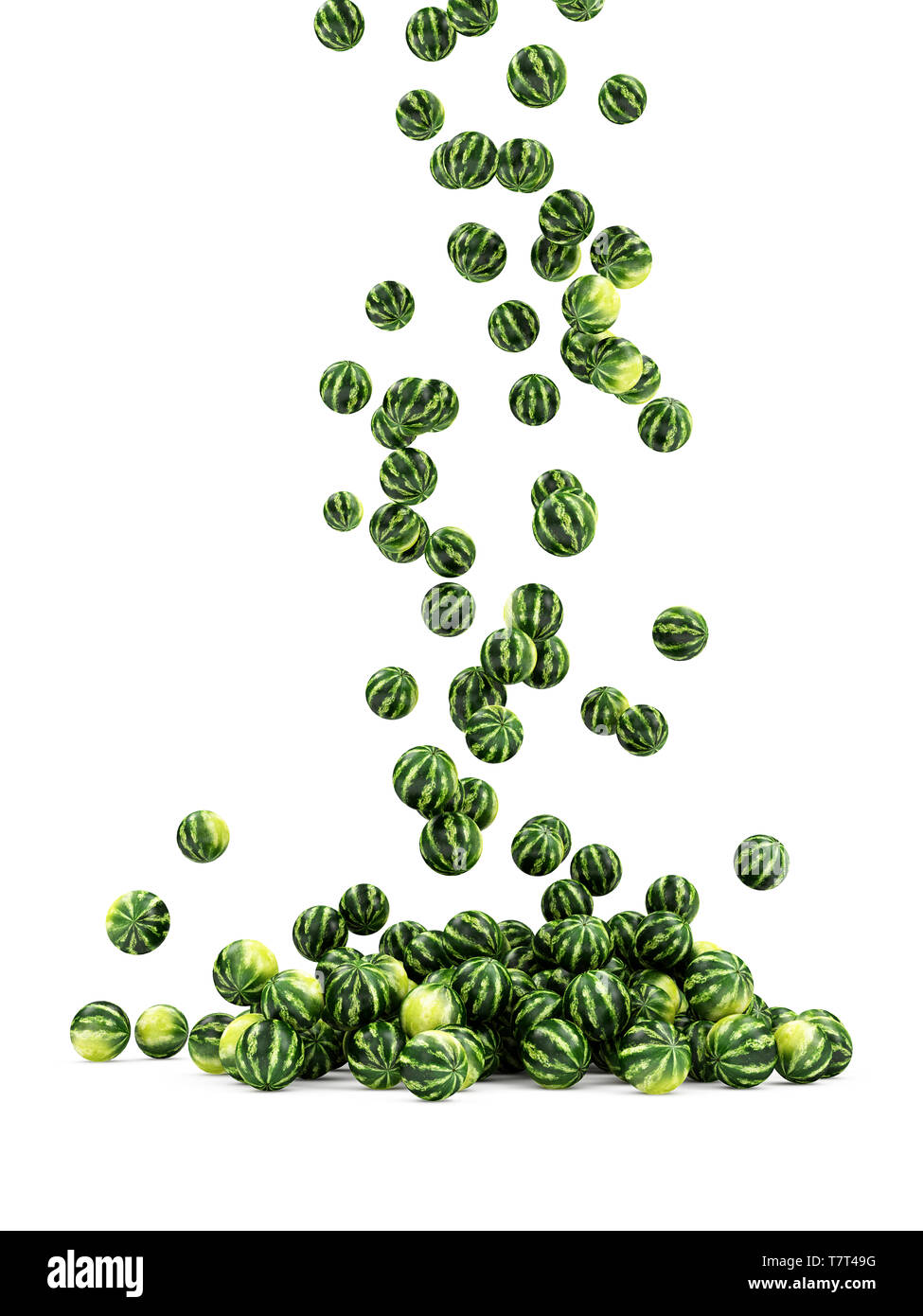 Heap of Watermelons Falling on white background Stock Photo - Alamy