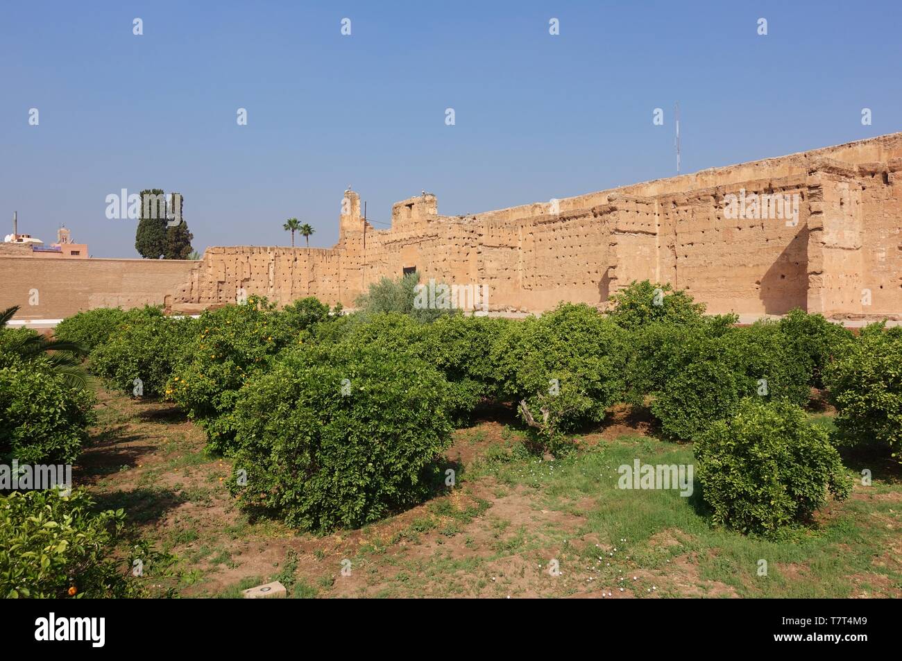 MARRAKESH, MOROCCO –29 MAR 2019- View of the Palais El Badi ...