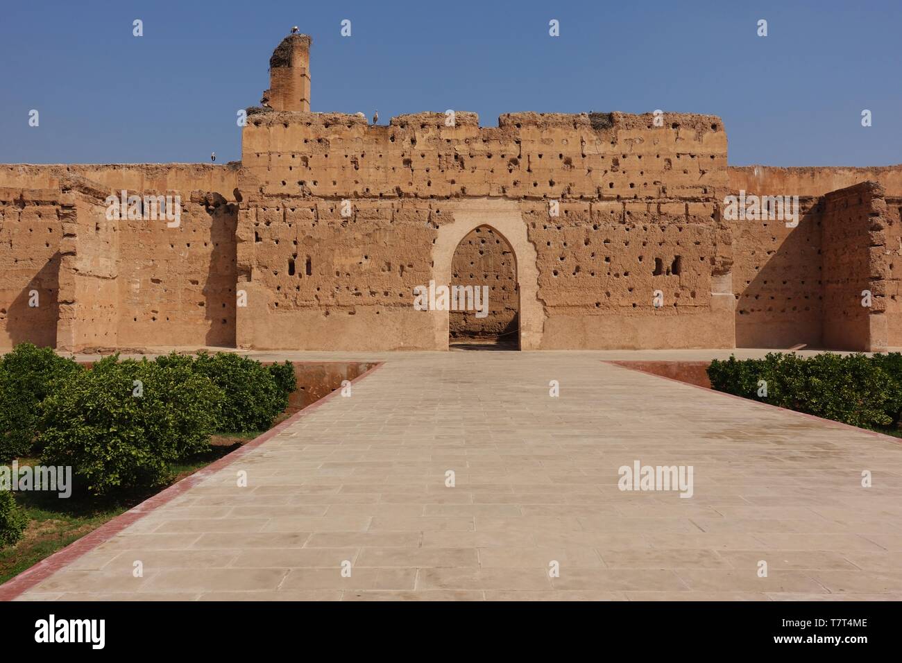 MARRAKESH, MOROCCO –29 MAR 2019- View of the Palais El Badi ...