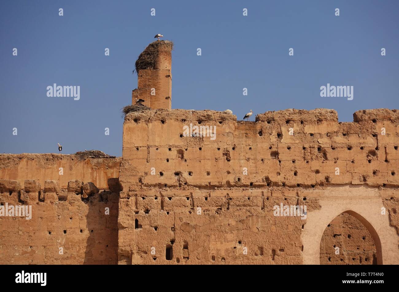 MARRAKESH, MOROCCO –29 MAR 2019- View of the Palais El Badi ...