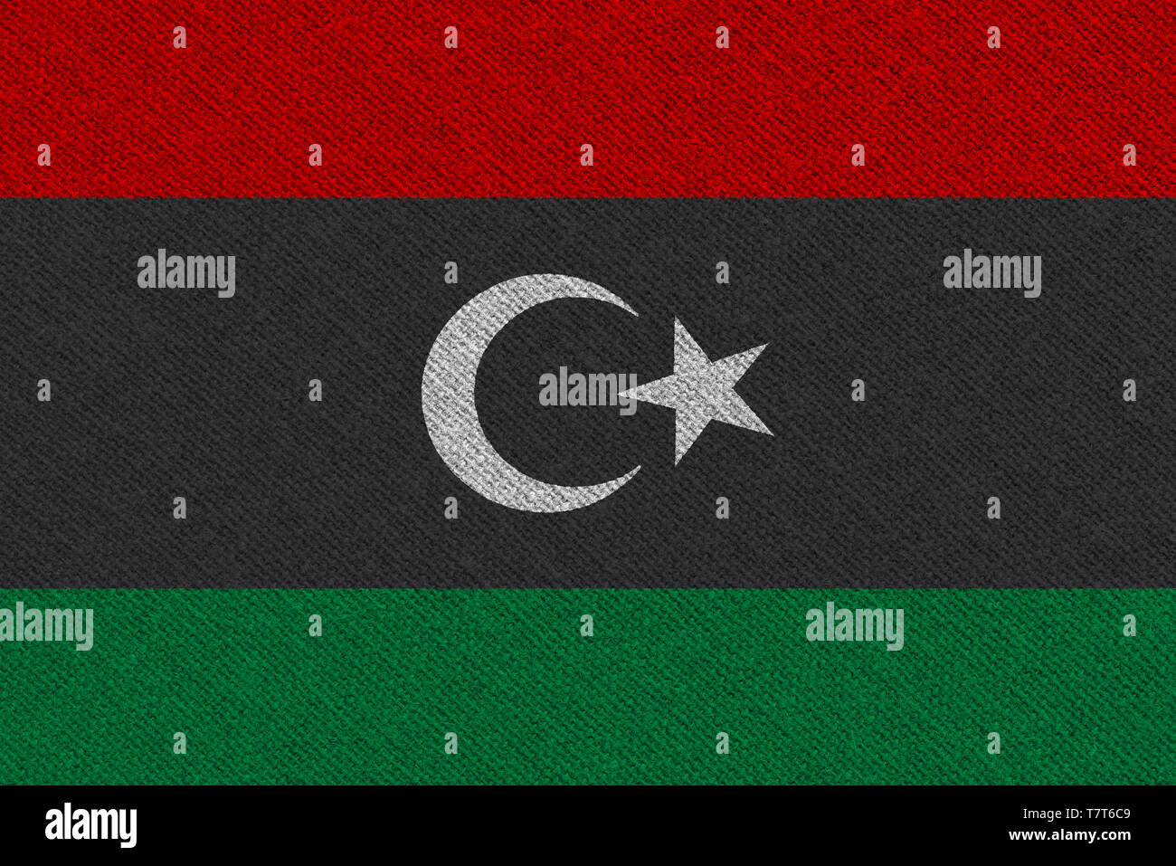 libya fabric flag. Patriotic background. National flag of libya Stock ...