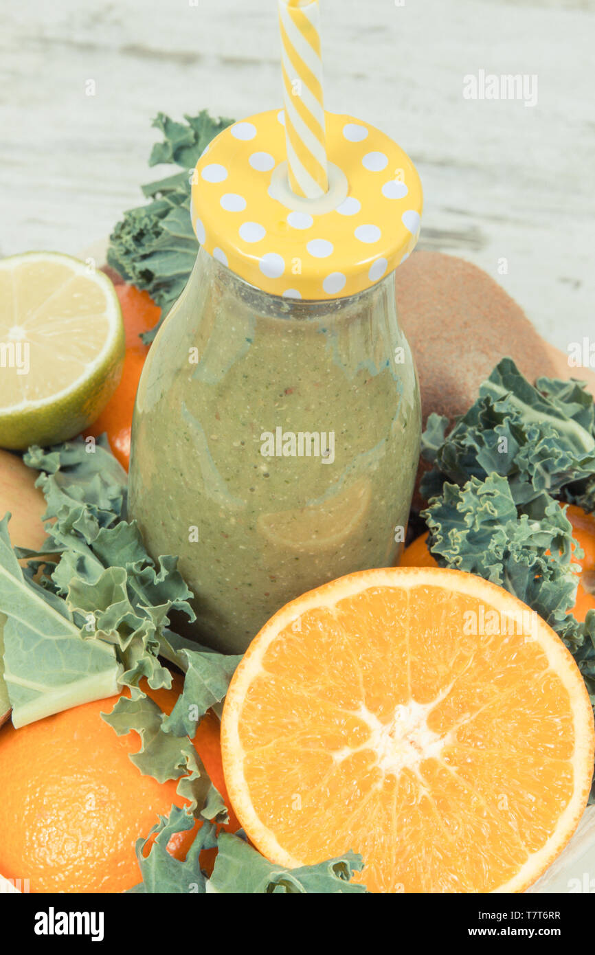 Healthy smoothie from fruits and vegetables containing natural vitamins ...