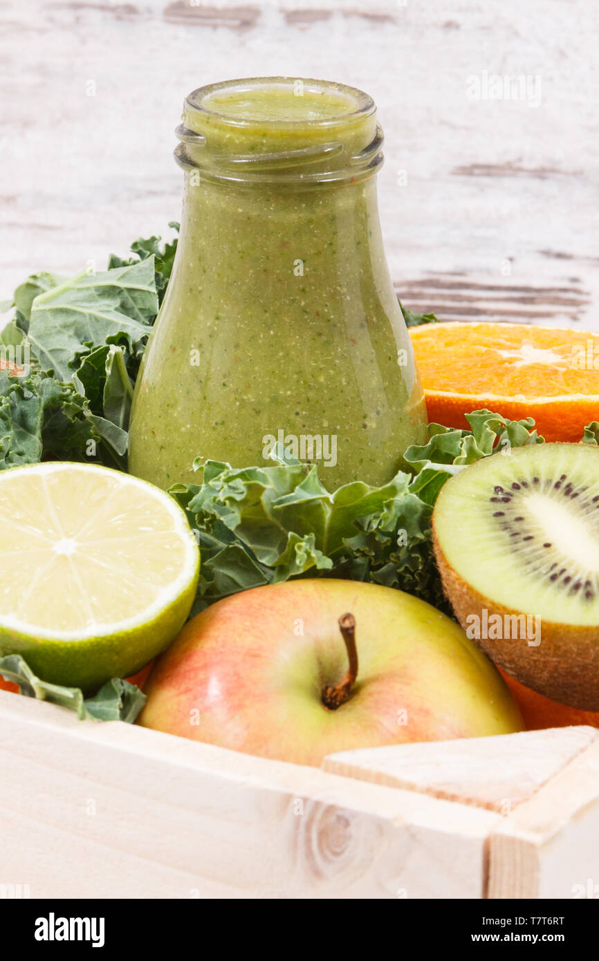 Healthy smoothie from fruits and vegetables containing natural vitamins ...