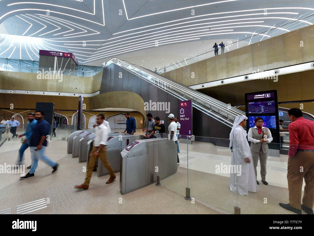 Doha, Qatar. 8th May, 2019. Passengers walk through the gate at the ...