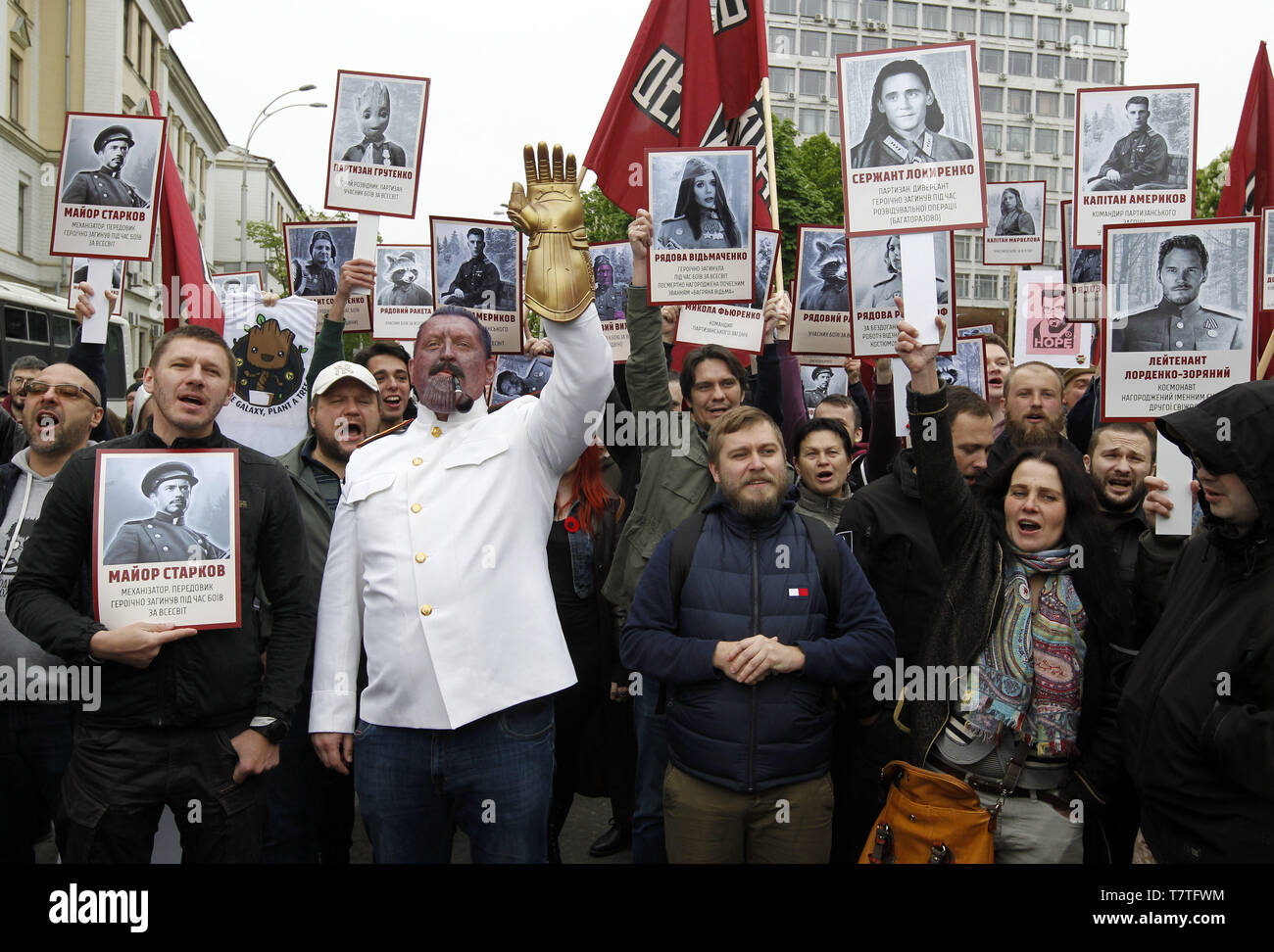 Kiev, Ukraine. 9th May, 2019. Ukrainian activists of ''Democratic ax ...