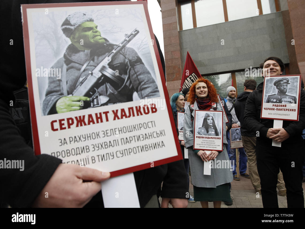 Kiev, Ukraine. 9th May, 2019. Ukrainian activists of ''Democratic ax ...