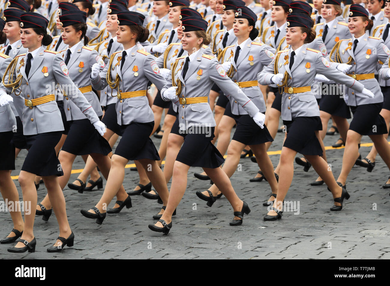 Moscow, Russia. 9th May, 2019. Russian female police cadets march on ...