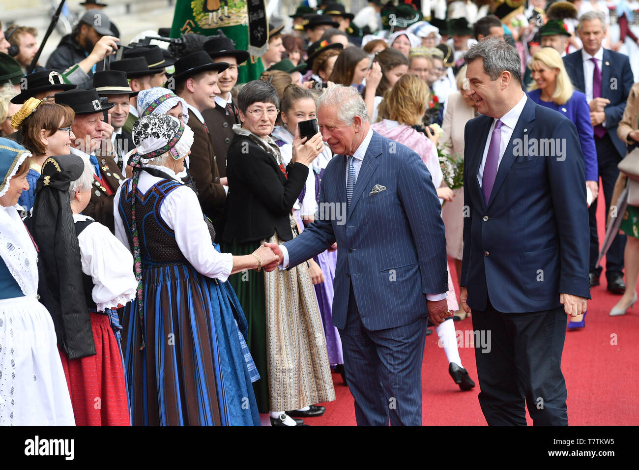 Munich, Germany. 09th May, 2019. Prince Charles and Markus SOEDER ...