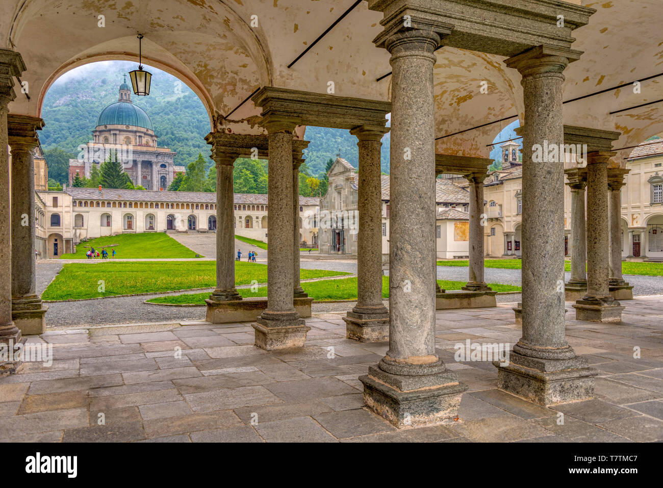 Courtyard of the Sanctuary of Oropa in Piemonte Stock Photo - Alamy