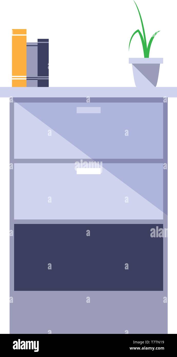 wooden drawer with books and plant vector illustration design Stock ...