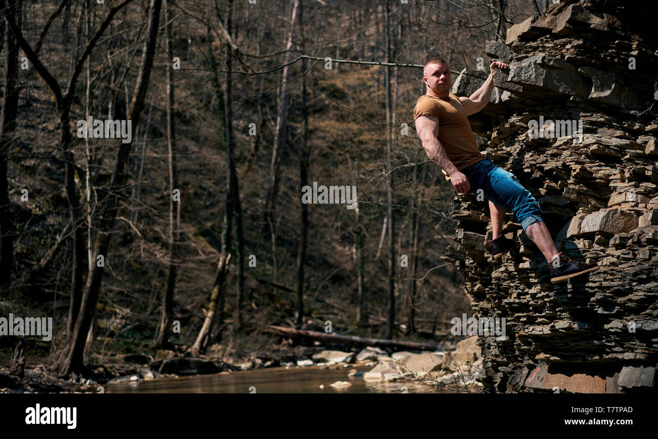 Man climbs top mountain hi-res stock photography and images - Alamy