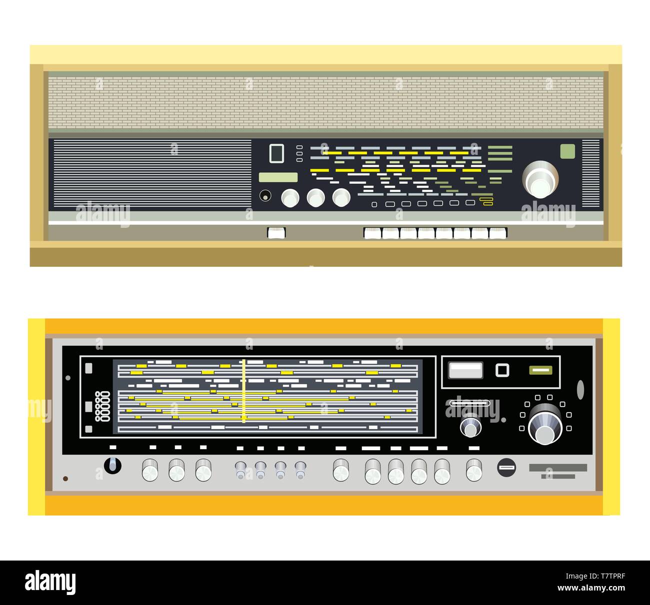 vector high derailed illustration of retro radio Stock Vector Image ...
