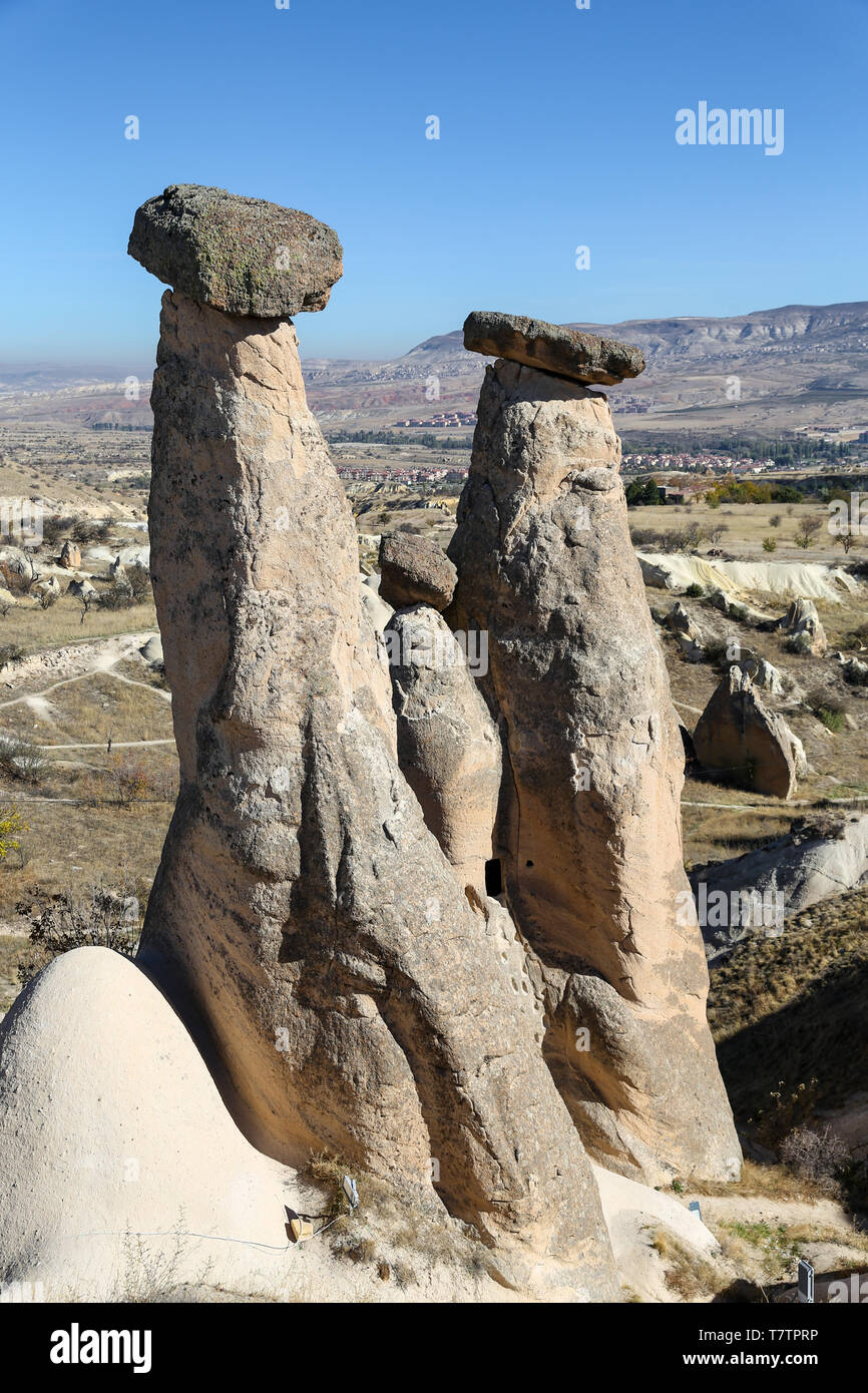 Three Beauties Fairy Chimneys in Urgup Town, Cappadocia, Nevsehir City ...
